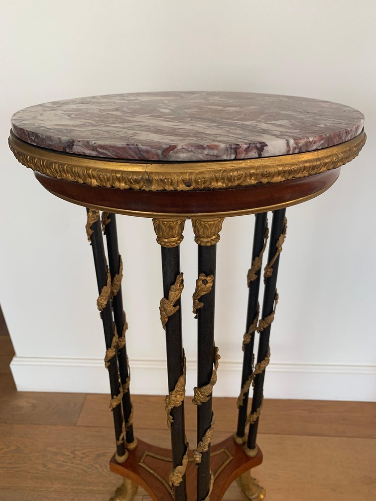 Pair of Gueridon in Bronze with Marble Top For Sale at 1stDibs