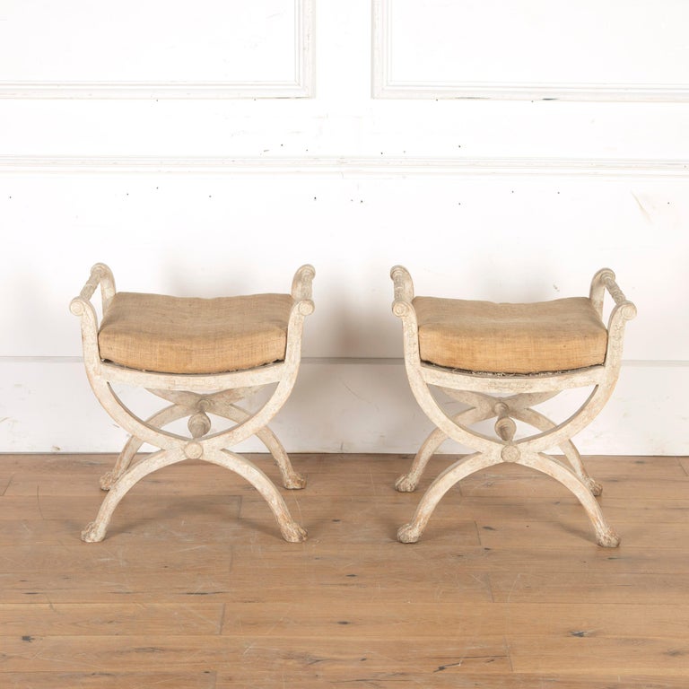Pair of Gustavian Stools at 1stDibs