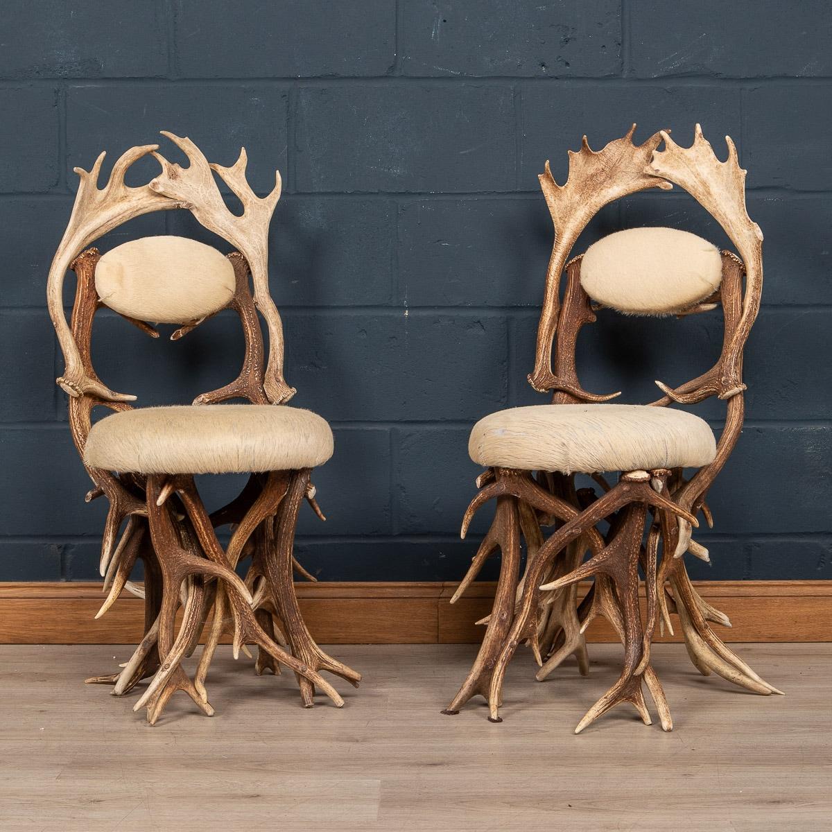 Pair of Hall Antler Horn Chairs by Schirato, Italy at 1stDibs