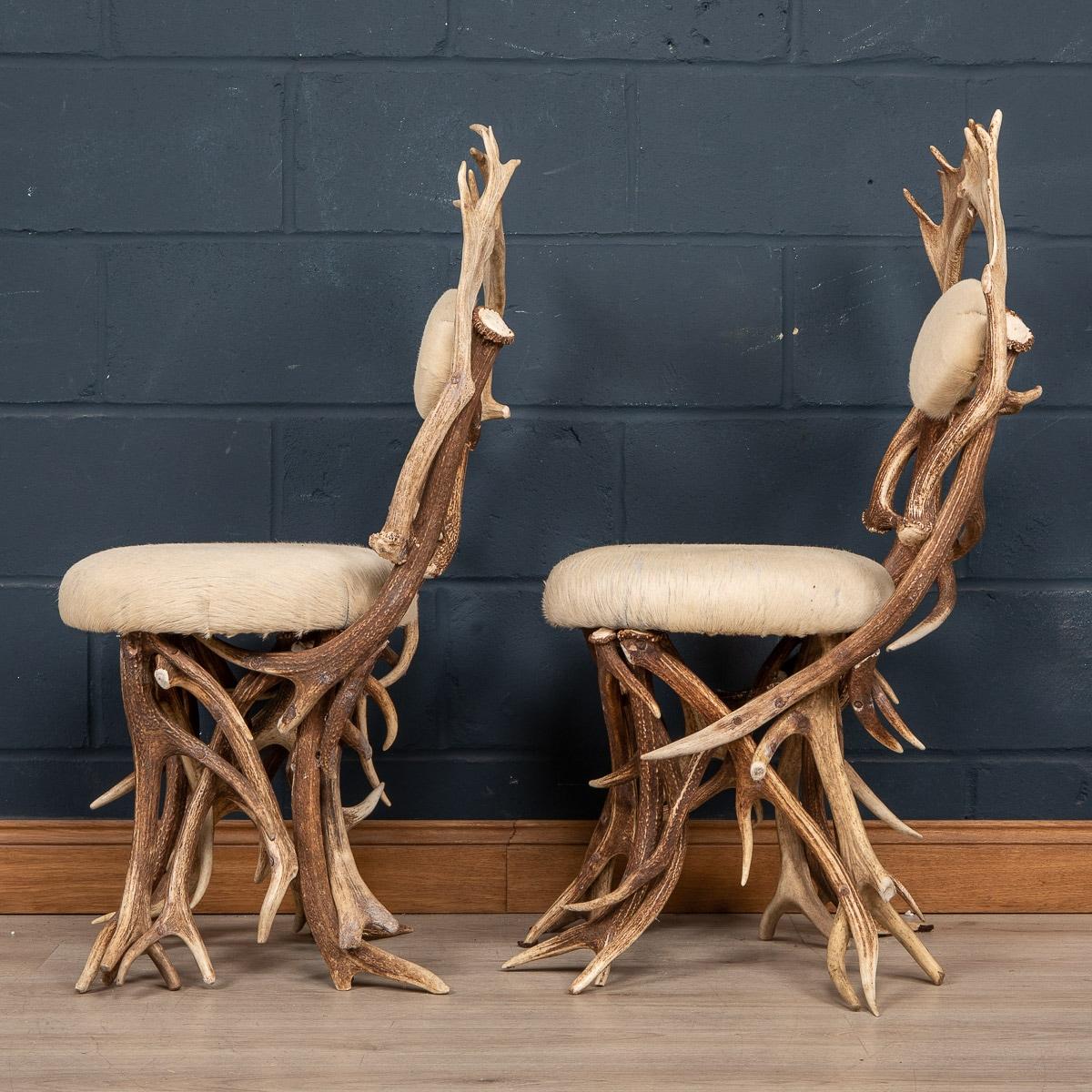 Pair of Hall Antler Horn Chairs by Schirato, Italy at 1stDibs