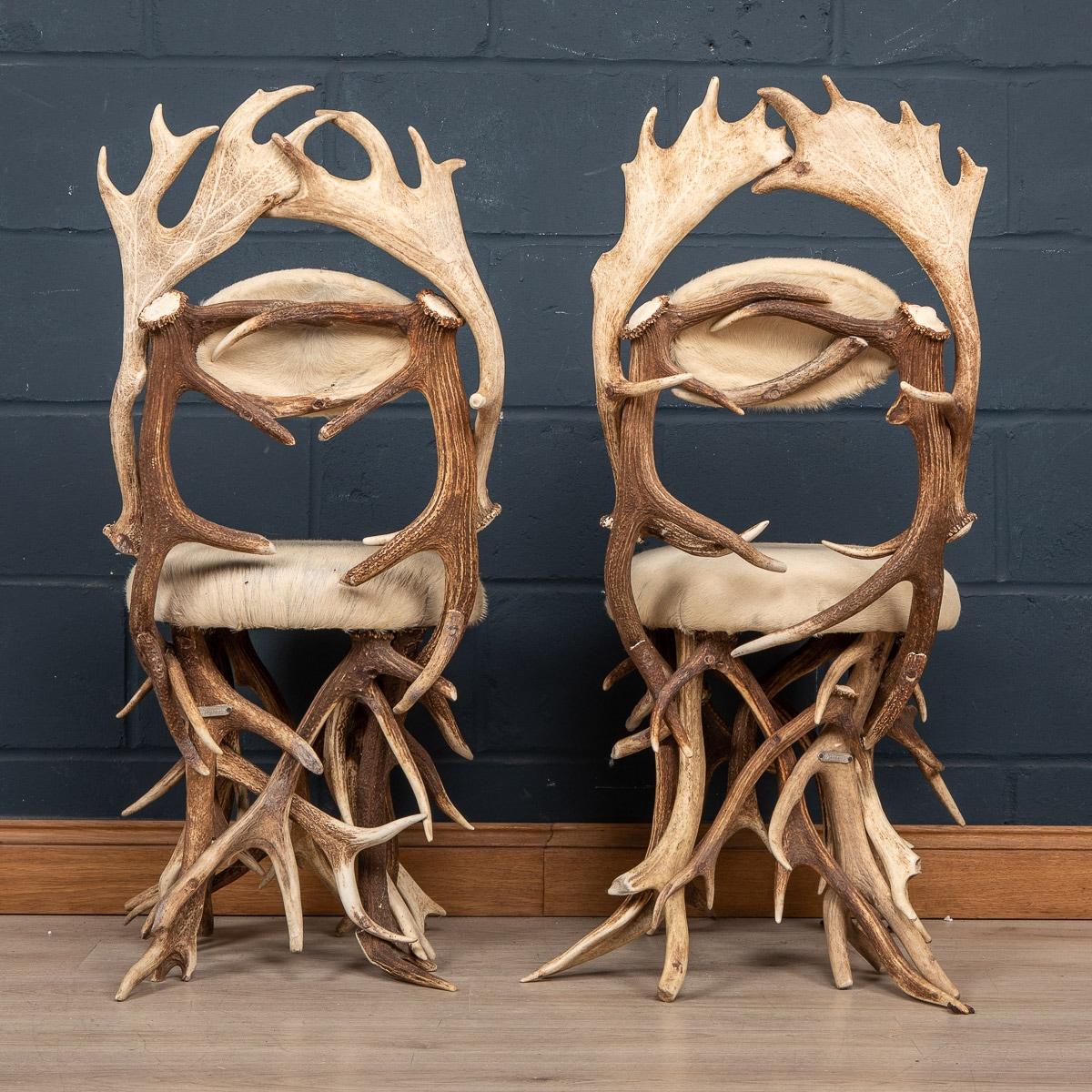 Pair of Hall Antler Horn Chairs by Schirato, Italy at 1stDibs