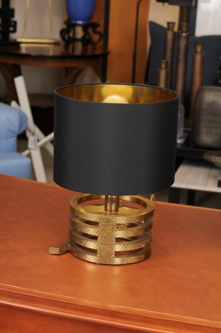 Pair of Hammered Brass Table Lamps For Sale at 1stDibs