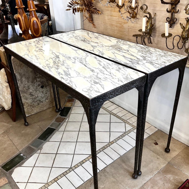 Pair of Hammered Iron Consoles, Sold Individually For Sale at 1stDibs