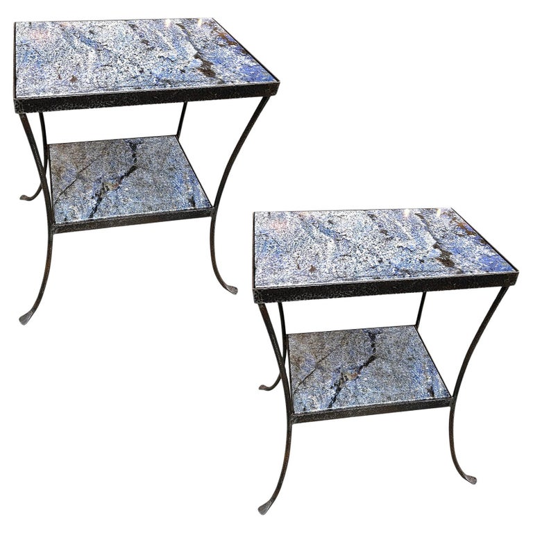 Pair of Hammered Iron Side Tables For Sale at 1stDibs