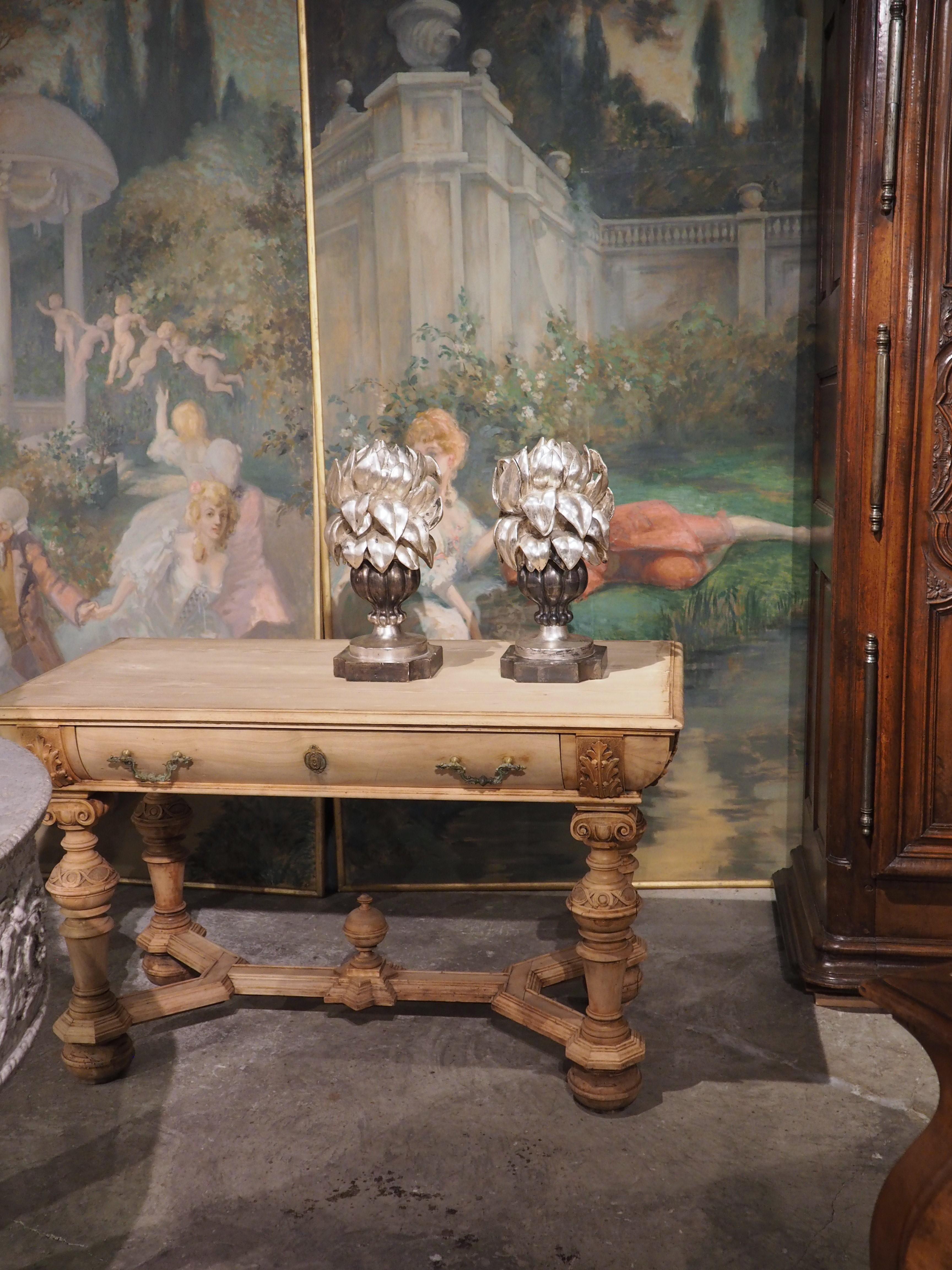 Pair of Hand Carved and Silver Gilt Bouquet Vases from Italy, circa ...