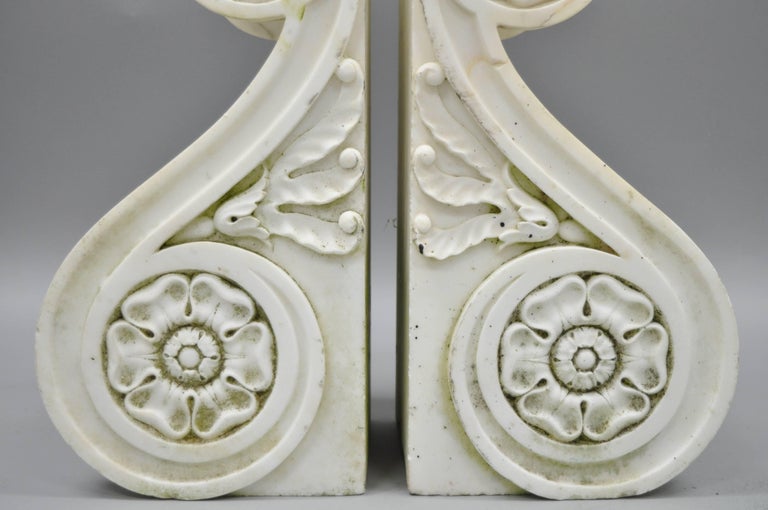Pair of Hand-Carved Carrara Marble Corbels Architectural Garden ...