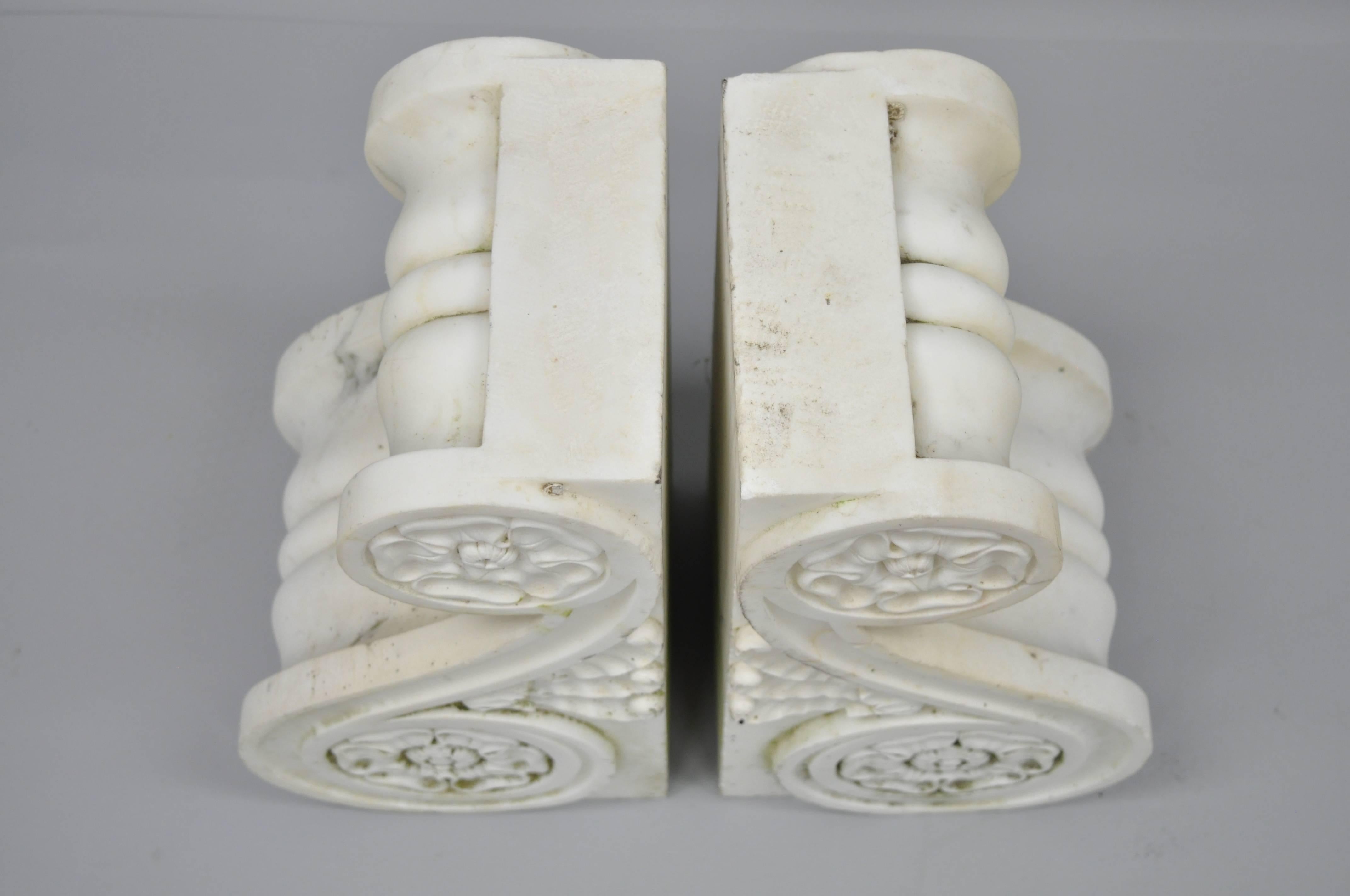 Pair of Hand-Carved Carrara Marble Corbels Architectural Garden ...