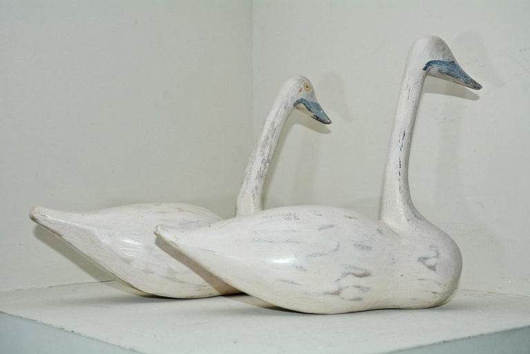 Pair of Hand Carved Decorative Swans at 1stDibs | decorative swans for sale
