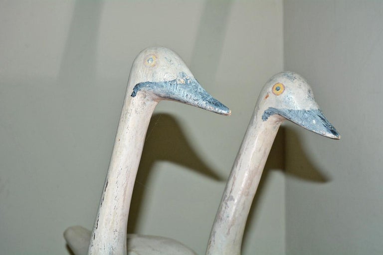 Pair of Hand Carved Decorative Swans at 1stDibs | decorative swans for sale
