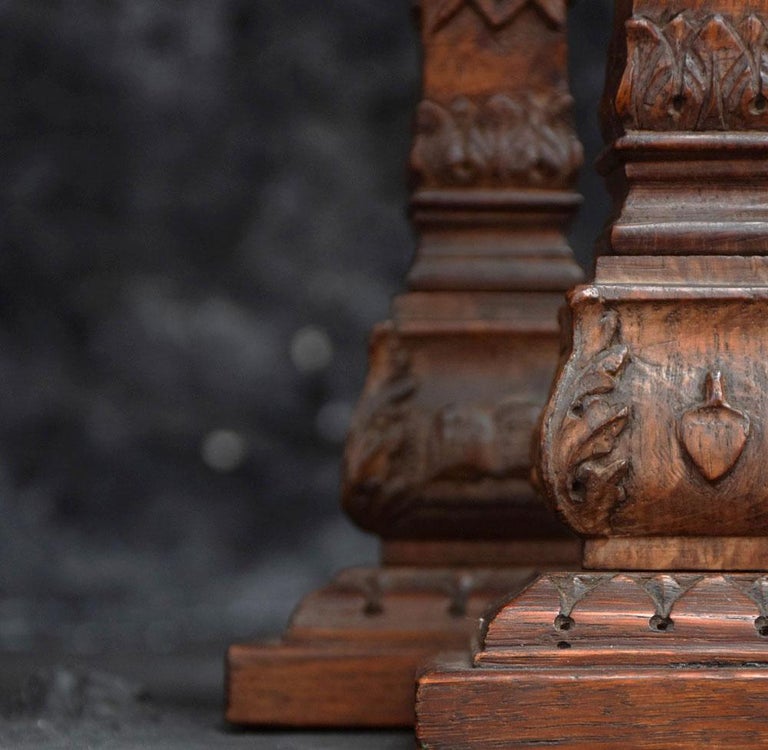 Pair of Hand Carved Oak Folk Art Masonic Candle Sticks, circa 1912 at ...