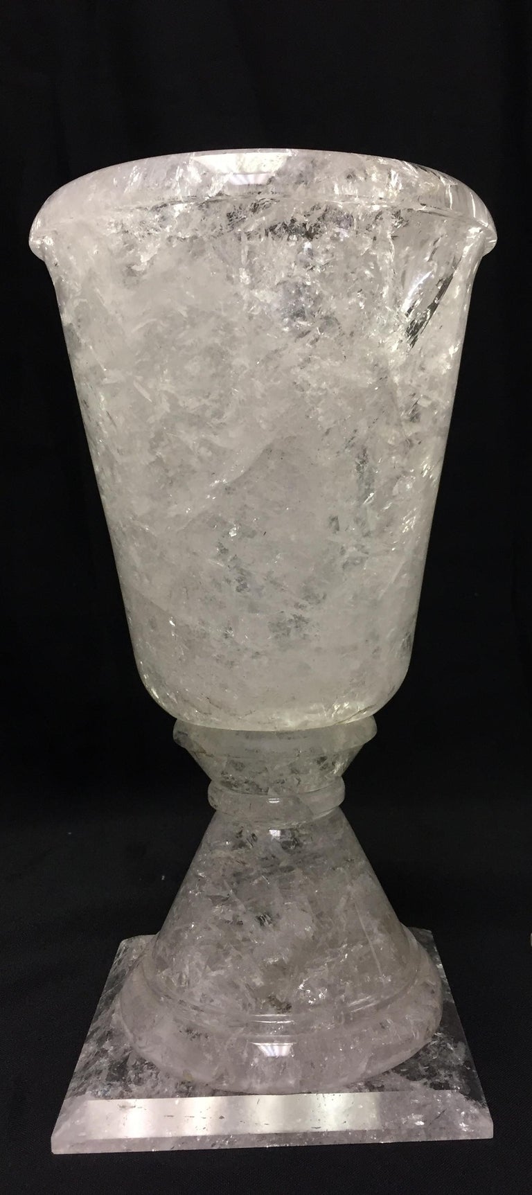 Pair of Hand Carved Rock Crystal Urns at 1stDibs