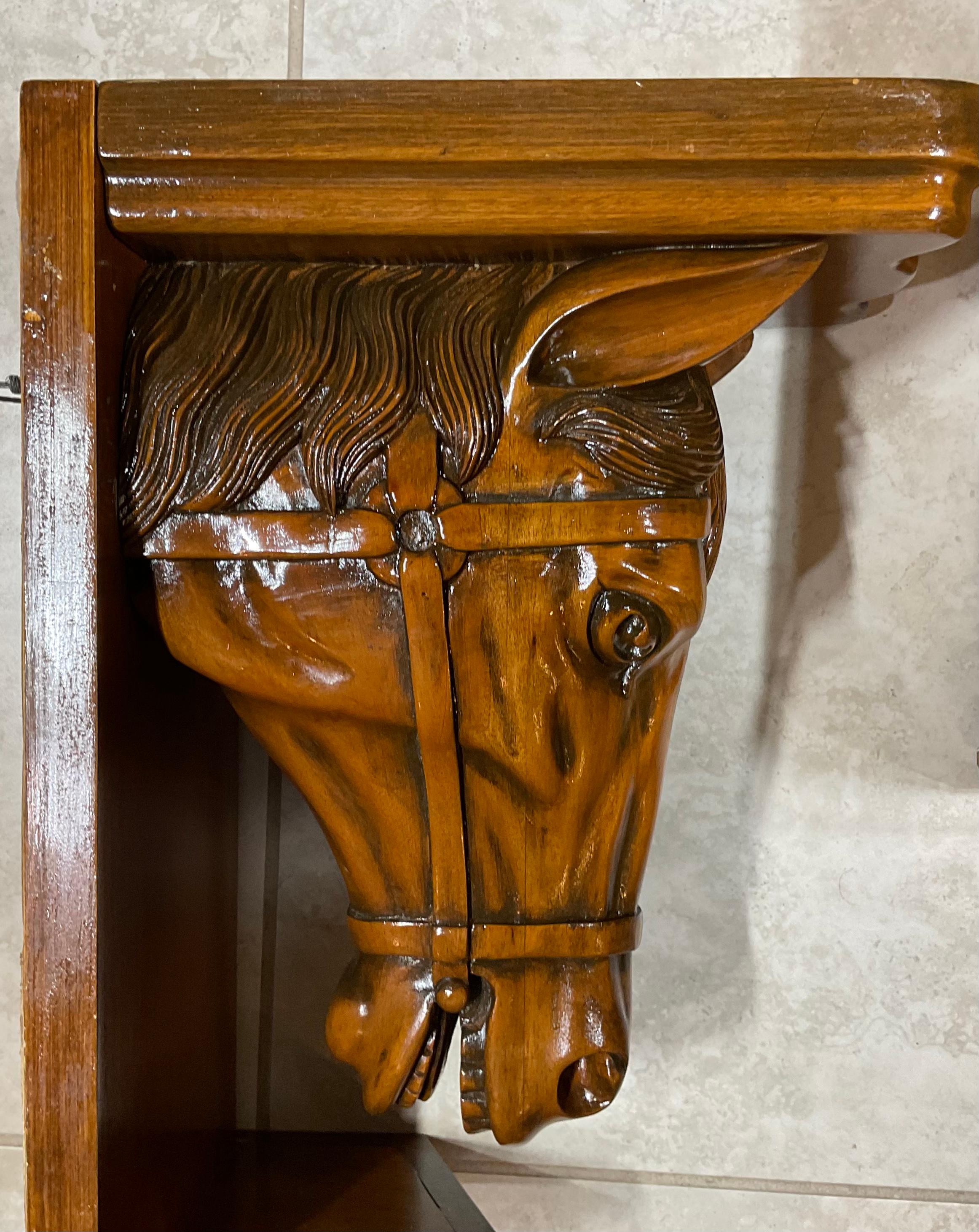 Pair of Hand Carved Solid Wood Wall Brackets For Sale at 1stDibs