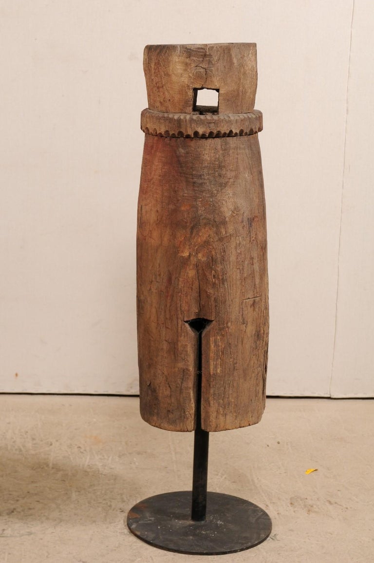 Pair of Hand-Carved Thai Wooden Temple Bells on Stands, Early 20th ...