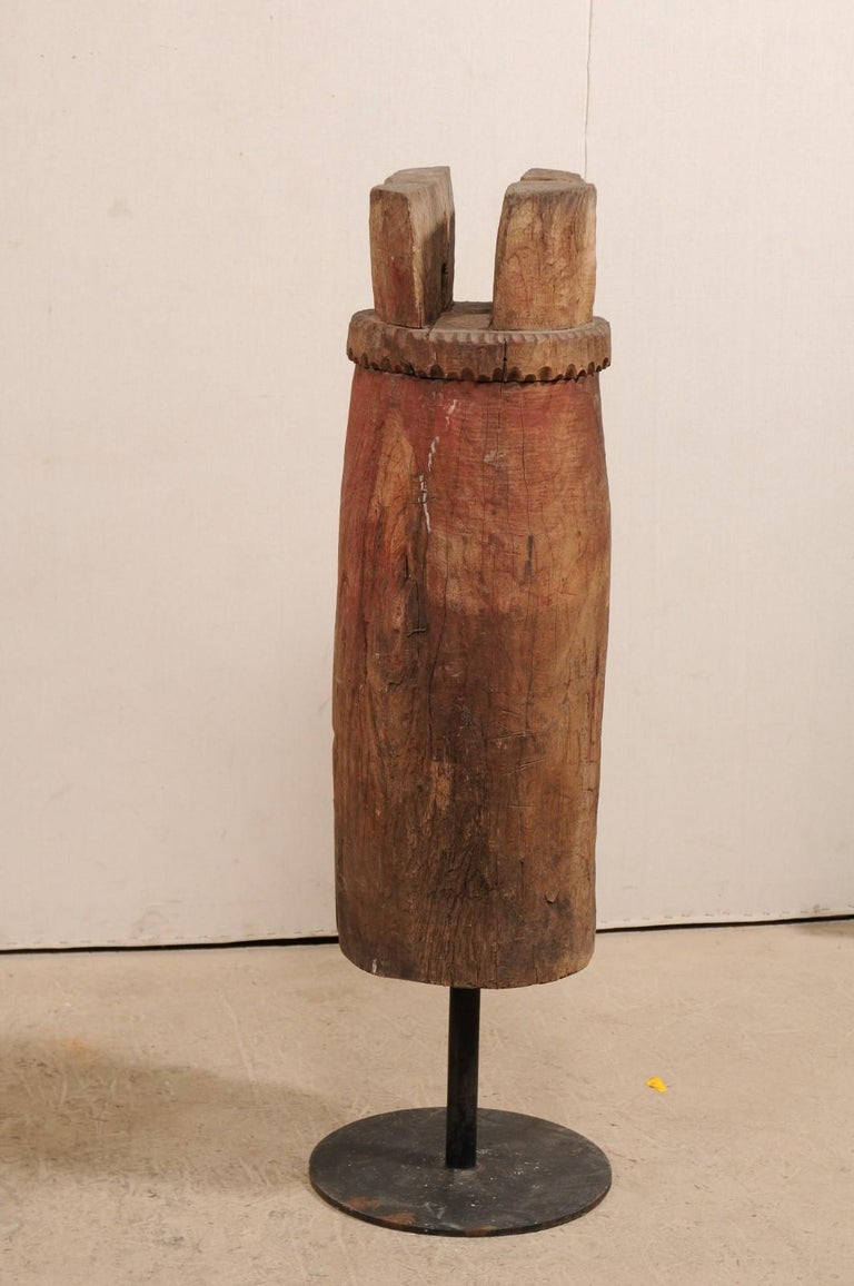 Pair of Hand-Carved Thai Wooden Temple Bells on Stands, Early 20th ...