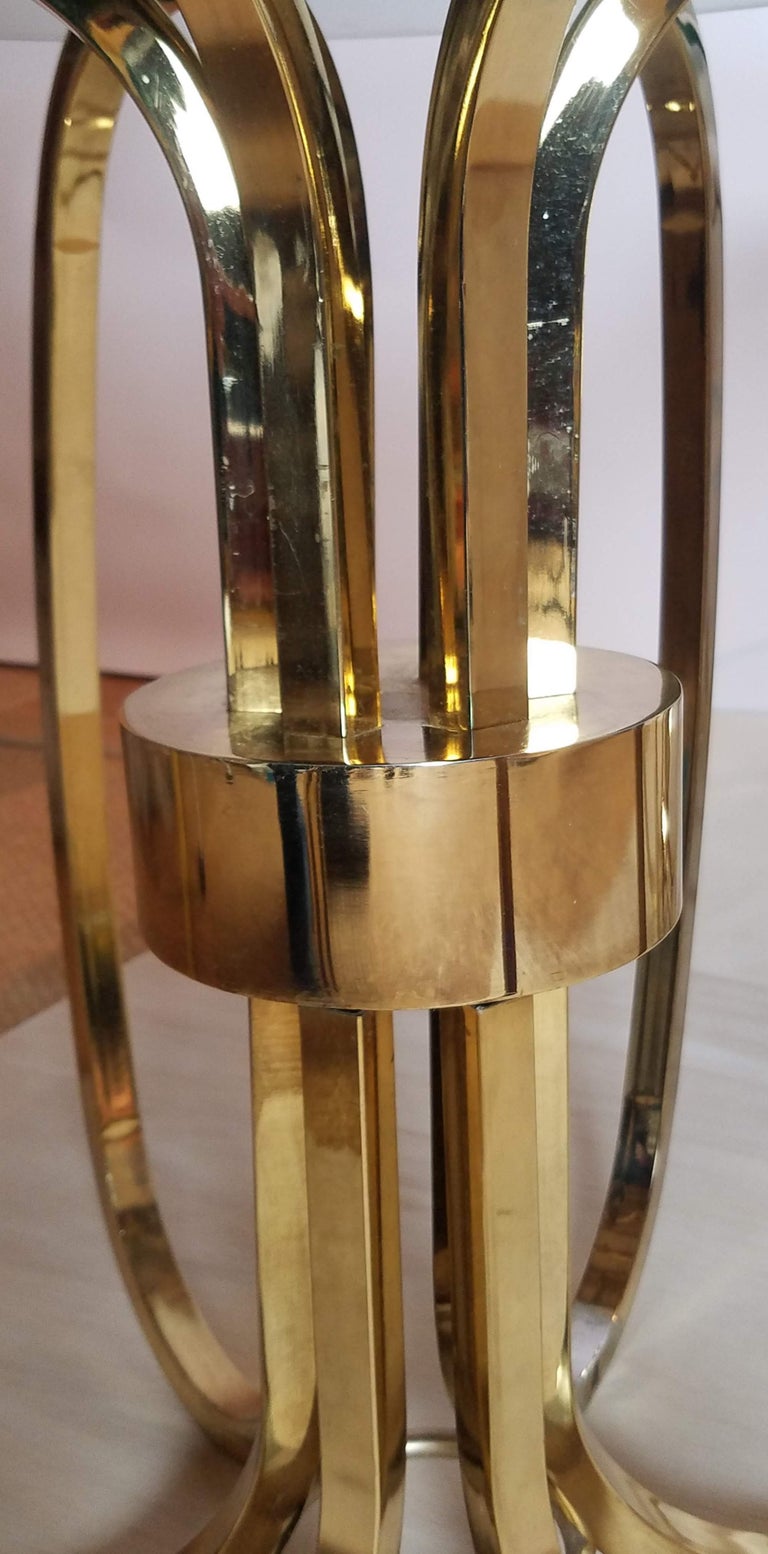 Pair of Hand Crafted Elliptical Brass Frame Side Tables Glass Tops ...