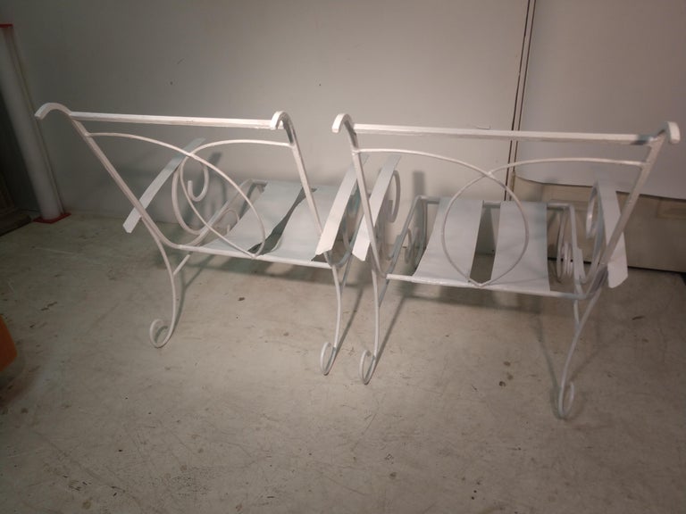 Pair of Hand Forged Iron Outdoor Lounge Chairs, circa 1946 at 1stDibs