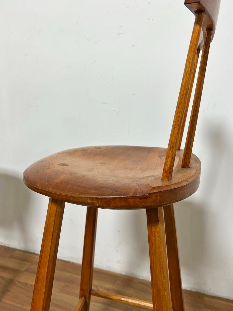 Pair of Hand Made Studio Craft Bar Stools by Bill Woodhead, D. 1985 For ...