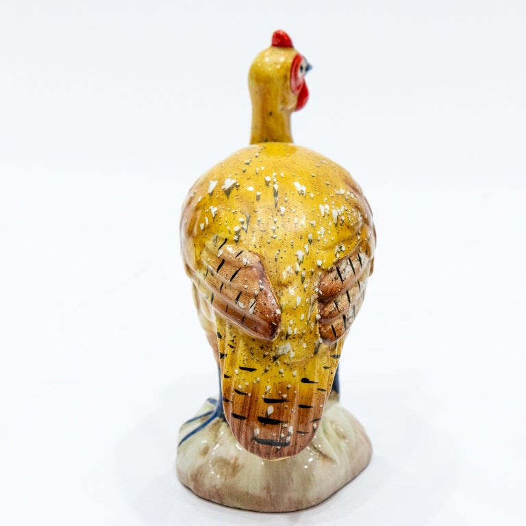 Pair of Hand Painted Ceramic Chickens For Sale at 1stDibs