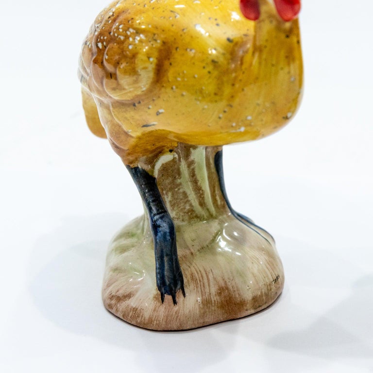 Pair of Hand Painted Ceramic Chickens For Sale at 1stDibs