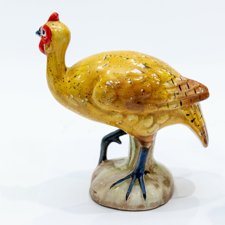 Pair of Hand Painted Ceramic Chickens For Sale at 1stDibs