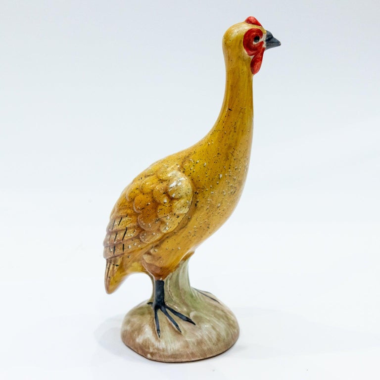 Pair of Hand Painted Ceramic Chickens For Sale at 1stDibs