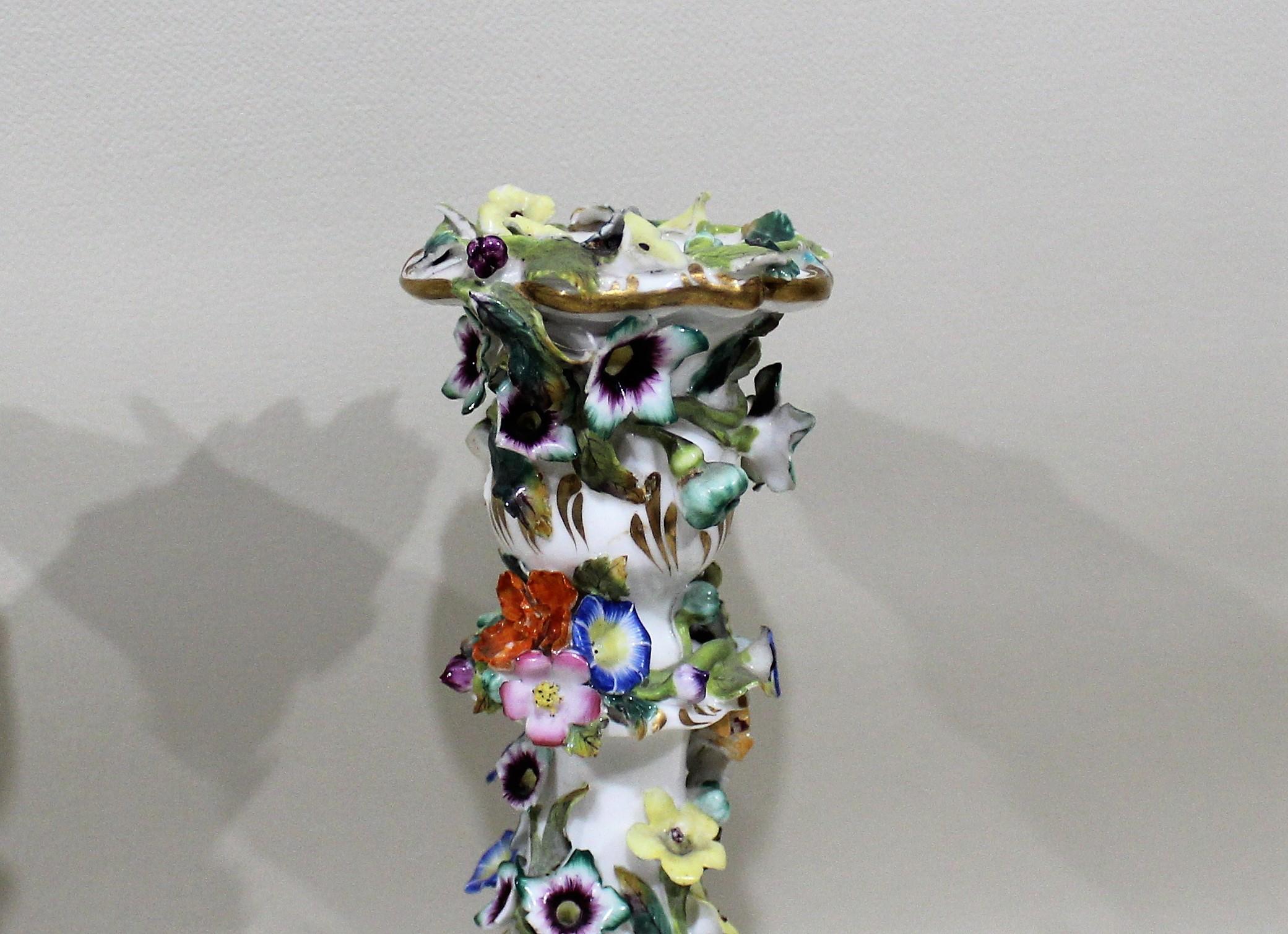 Pair of Hand Painted Meissen Porcelain Candlesticks at 1stDibs ...