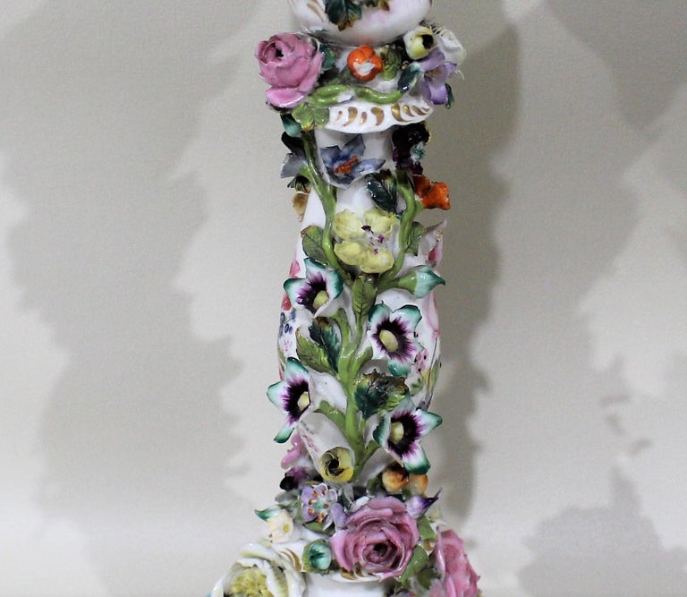 Pair of Hand Painted Meissen Porcelain Candlesticks at 1stDibs ...