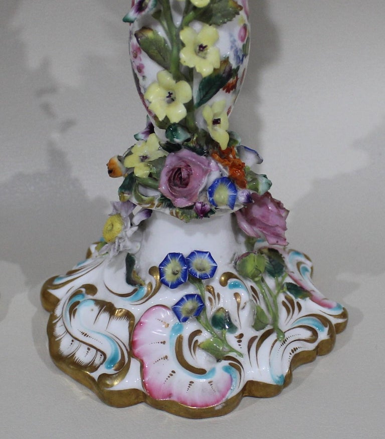 Pair of Hand Painted Meissen Porcelain Candlesticks at 1stDibs ...