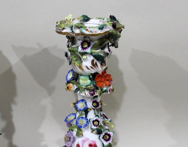 Pair of Hand Painted Meissen Porcelain Candlesticks at 1stDibs ...