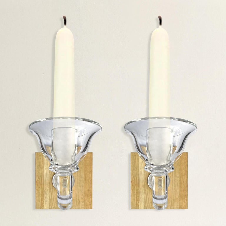Pair of Handblown Glass Candle Sconces For Sale at 1stDibs
