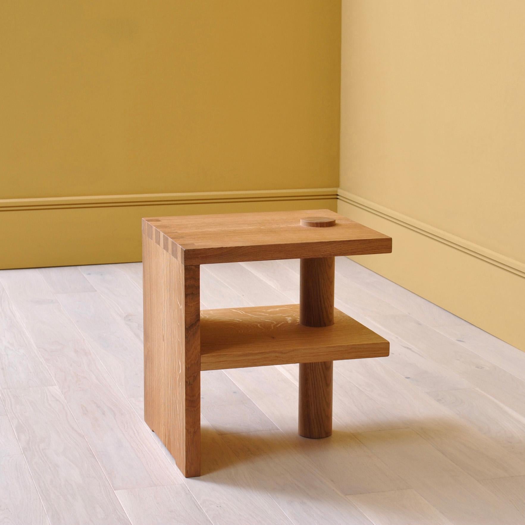 Pair of Handcrafted Architectural Oak Nightstands For Sale at 1stDibs