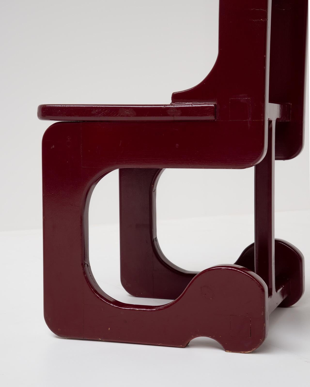 Pair of Handcrafted Maroon Chairs, Italy, 1970s For Sale at 1stDibs