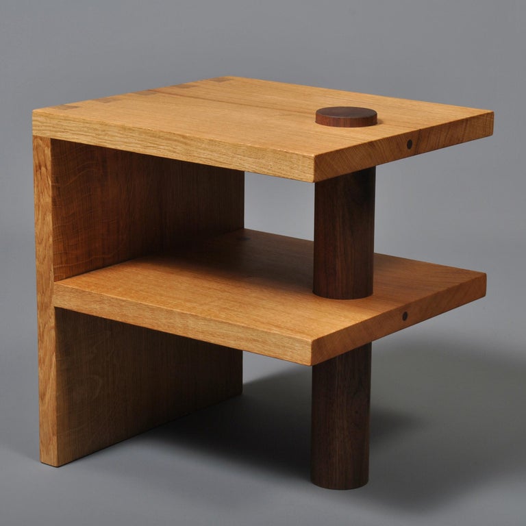 Pair of Handcrafted Oak and Walnut Tables For Sale at 1stDibs