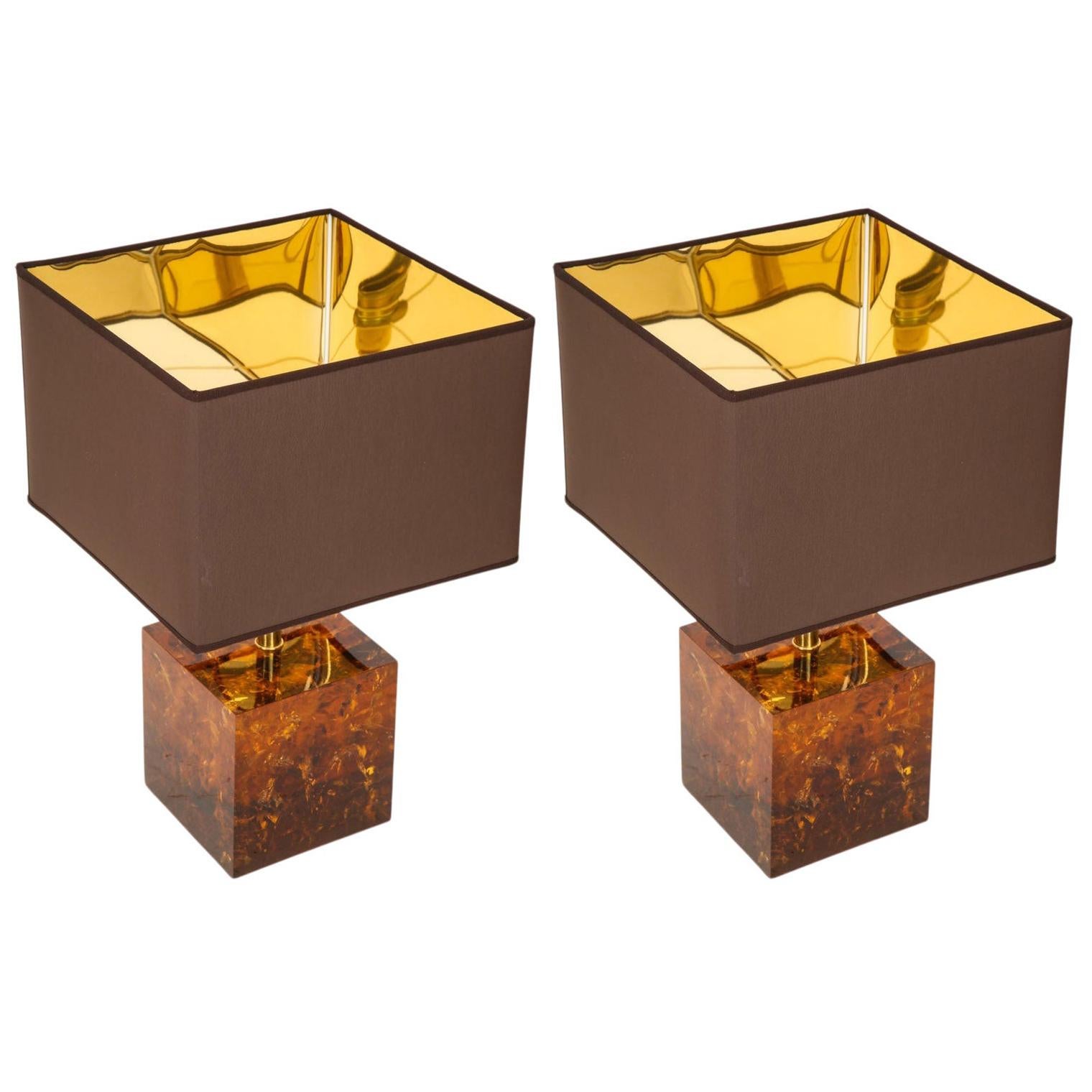 Faux Tortoise Shell Table Lamps For Sale at 1stDibs