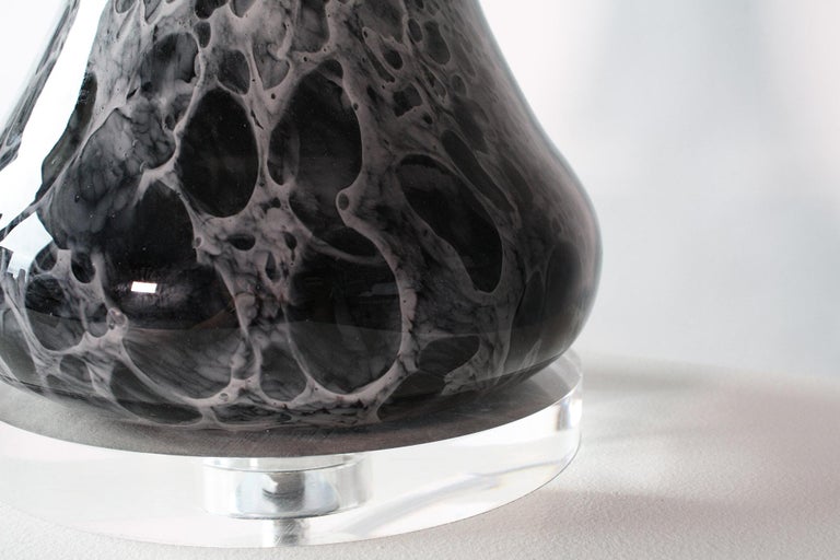 Pair of French Handmade Blown Glass Table Lamps For Sale at 1stDibs