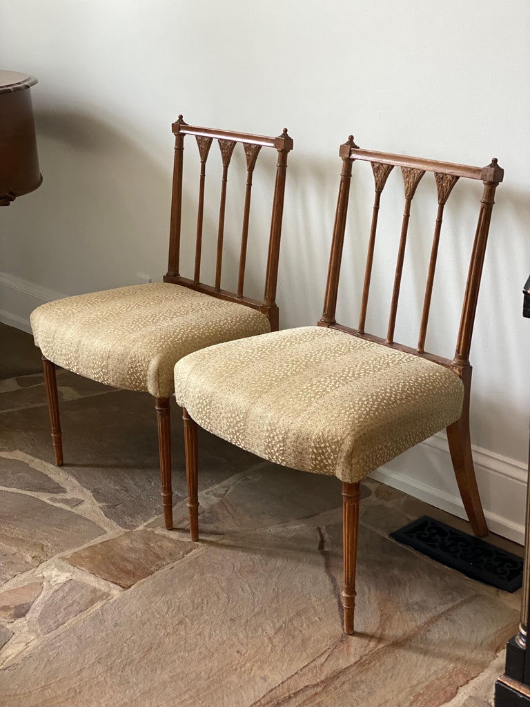 Pair of Handsome Square Back Spindle Side Chairs For Sale at 1stDibs