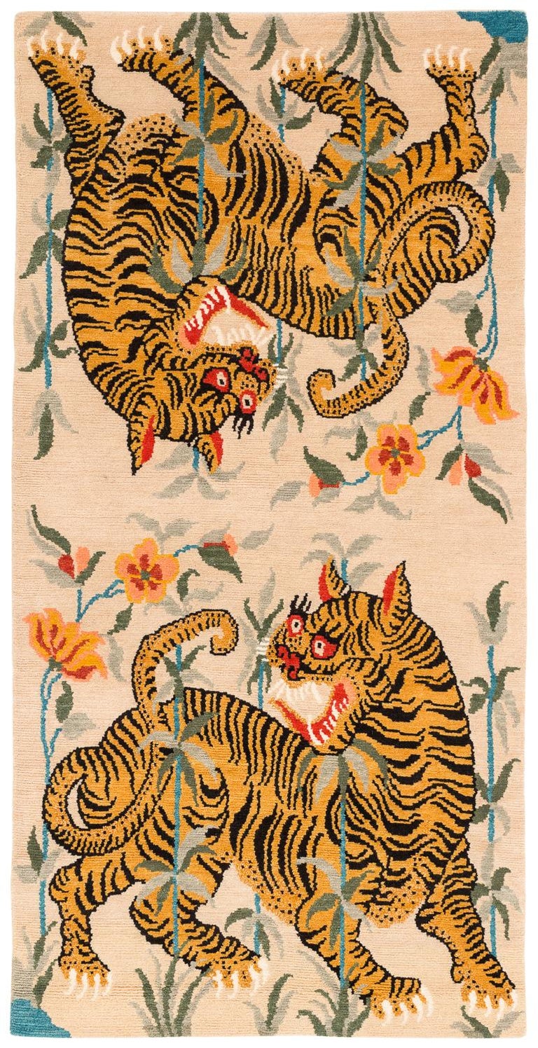 Pair of Handwoven Tibetan Wool Tiger Area Rug by Carini at 1stDibs