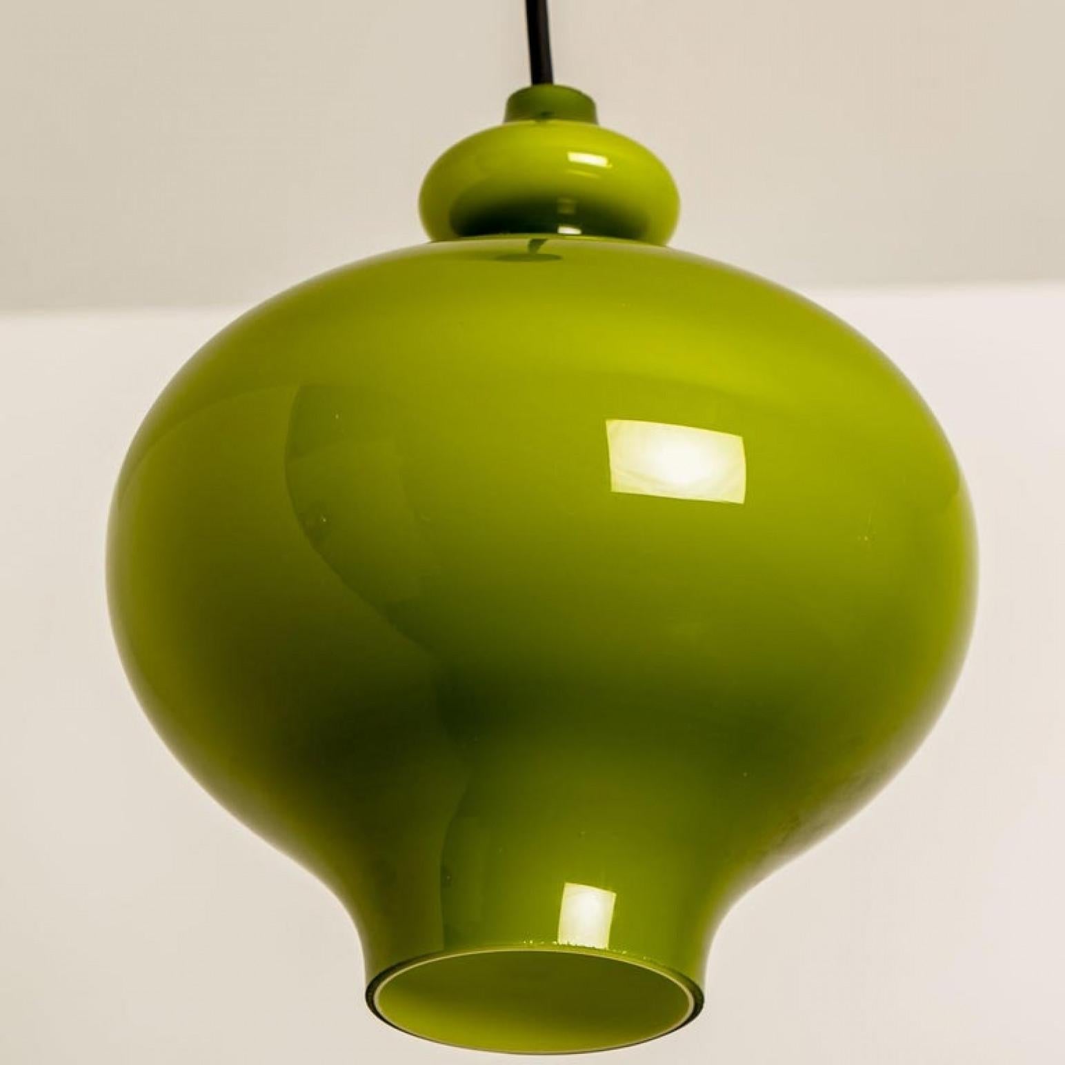 Pair of Hans-Agne Jakobsson for Staff Green Glass Pendant Lights, 1960 ...