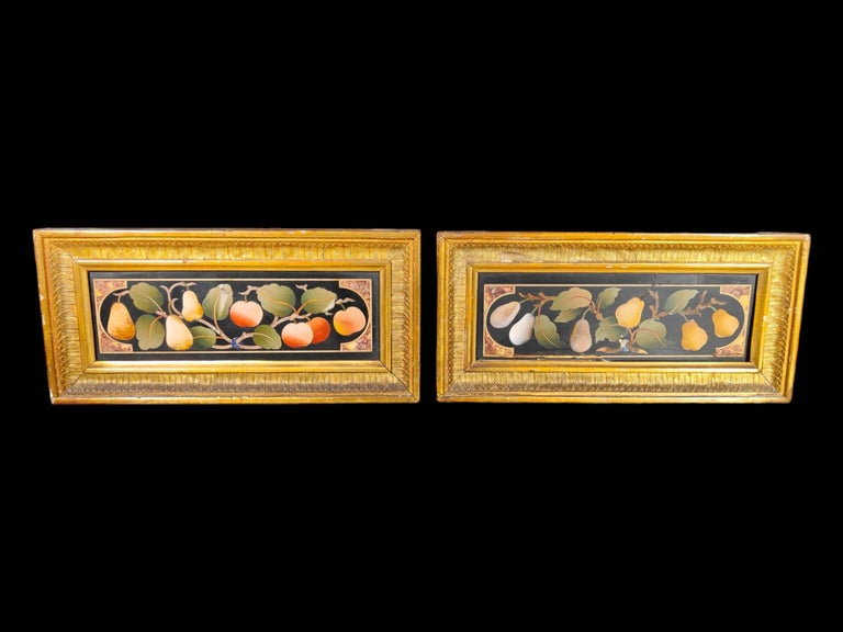 Pair of Hard Stone Paintings, 19th Century For Sale at 1stDibs