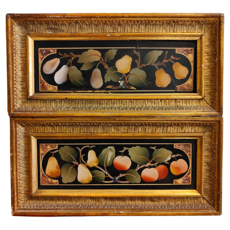 Pair of Hard Stone Paintings, 19th Century For Sale at 1stDibs