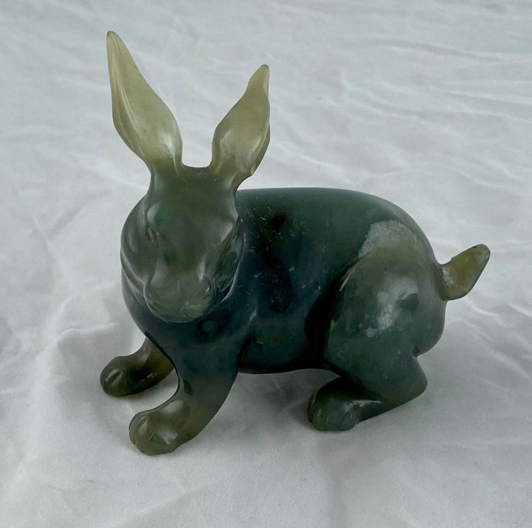 Pair of Hard Stone Rabbits, China, 20th C at 1stDibs