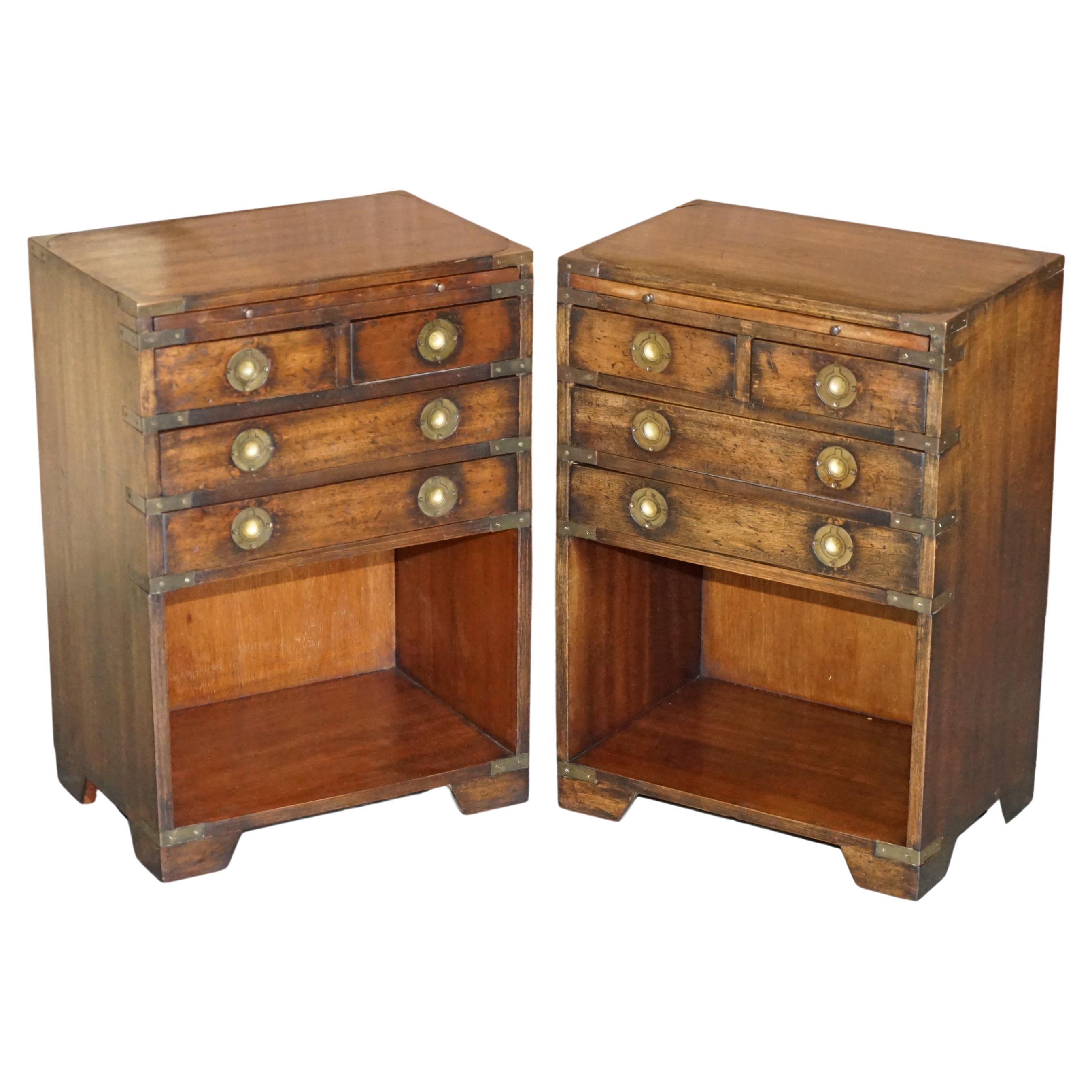 Pair of Harrods Kennedy Double Sided Hardwood Campaign Side End Lamp ...