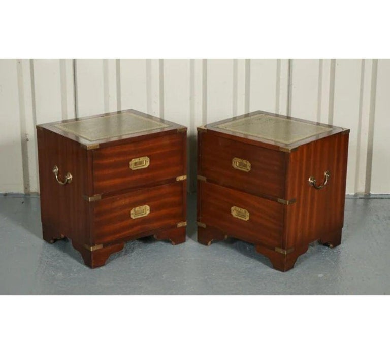 Pair of Harrods Kennedy Military Campaign Nightstands Side Table 1960s ...