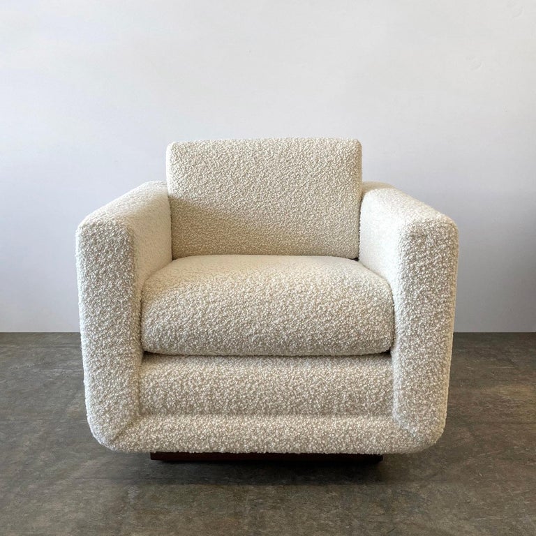 Pair of Harvey Probber Bouclé Club Chairs on Plinth Base For Sale at ...