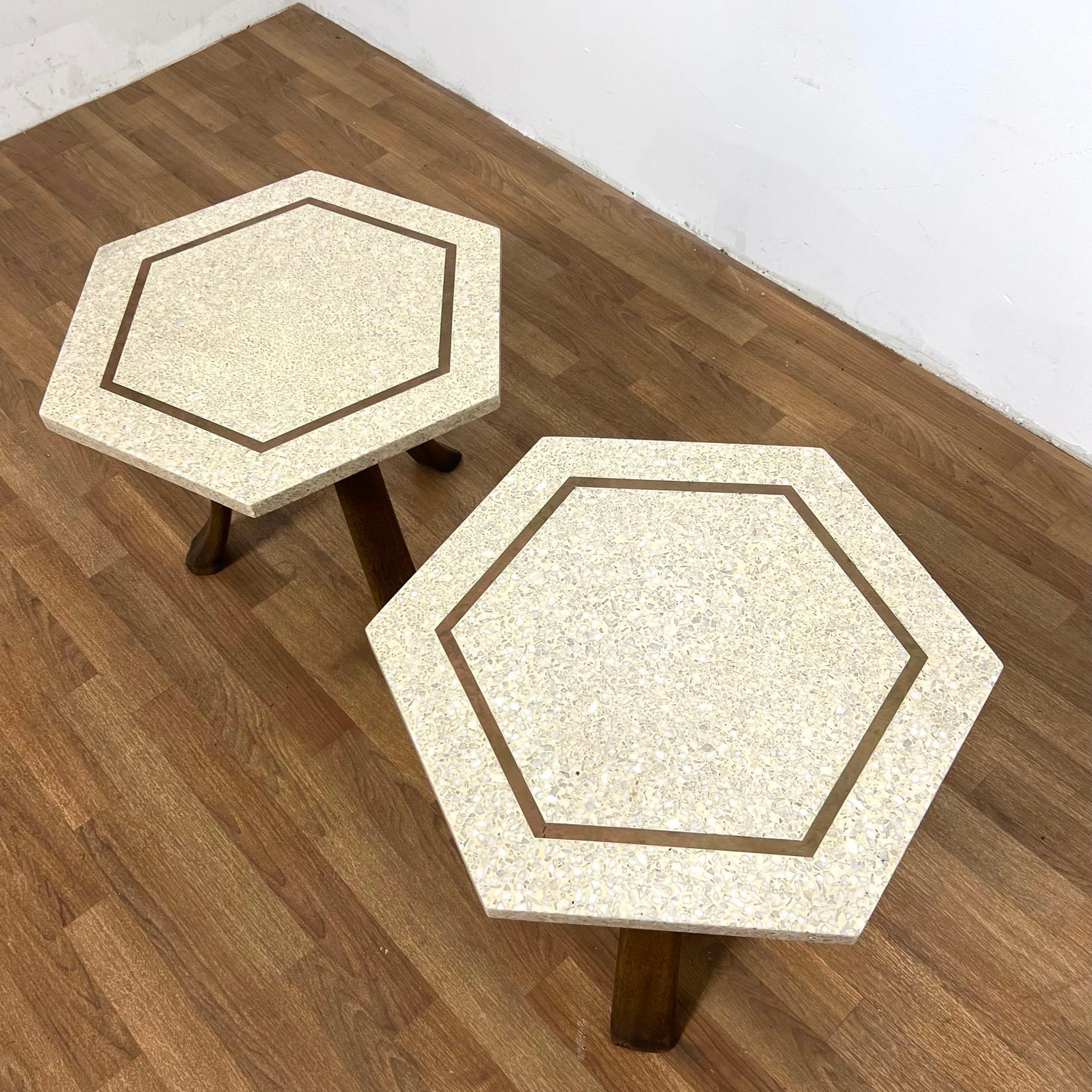 Pair of Harvey Probber Terrazzo Top Hexagonal End Tables Ca. 1960s For ...