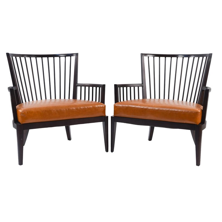 Pair of HBF Spindle Back Lounge Chairs at 1stDibs