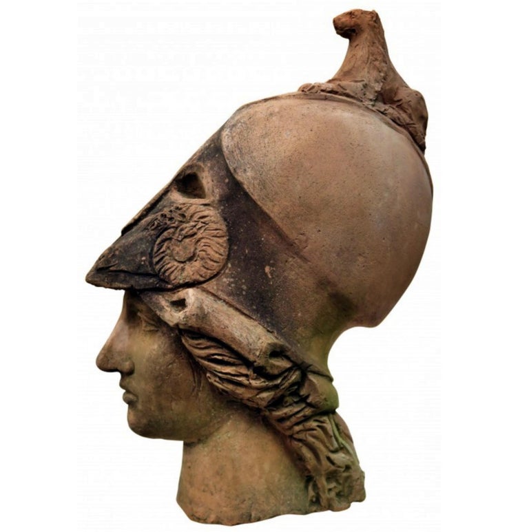 Pair of Heads of Athena Giustiniani in Patinated Terracotta, Early 20th ...