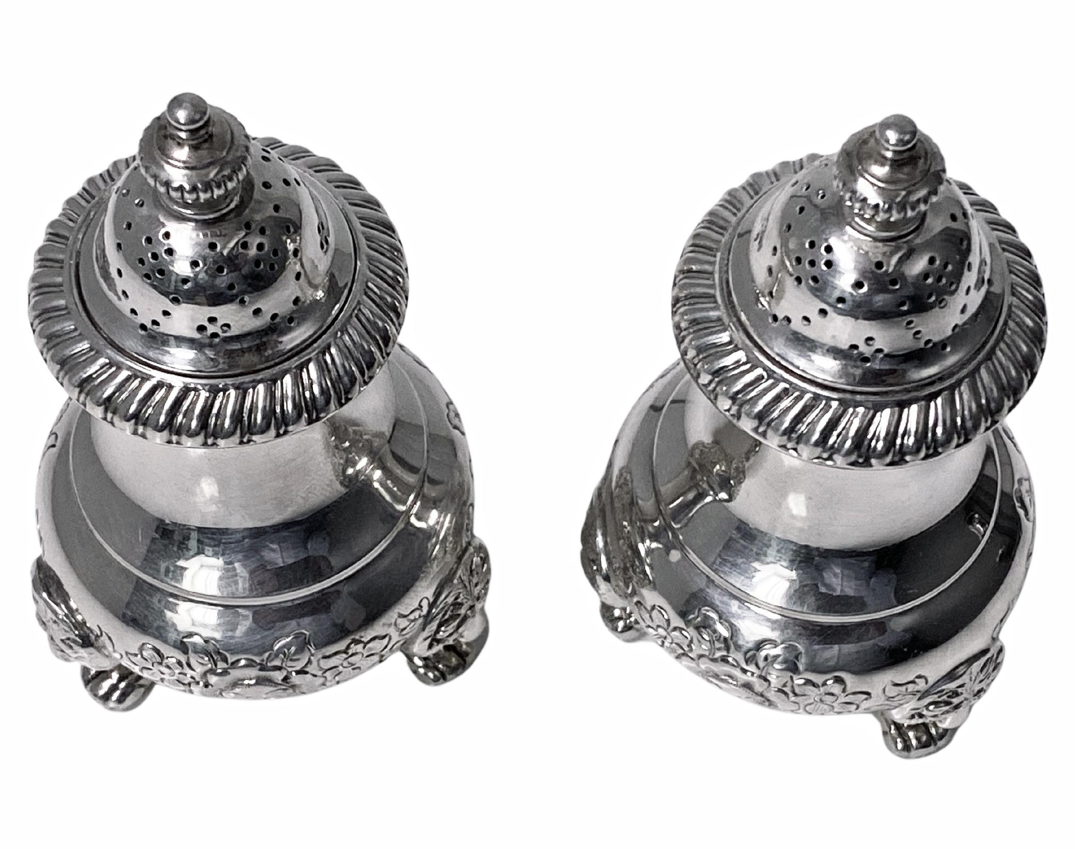 Pair of heavy English Sterling Silver Casters For Sale at 1stDibs