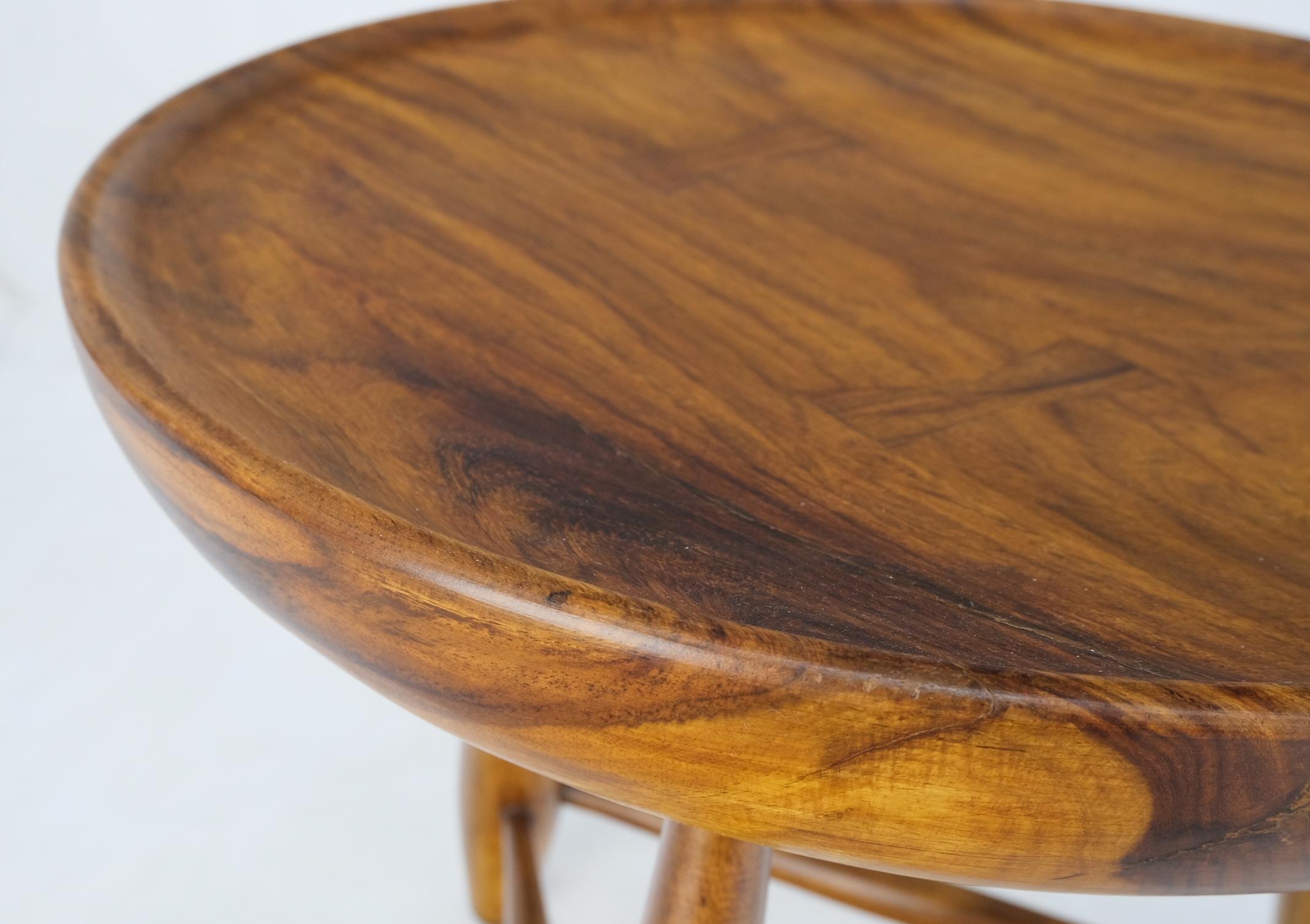 Pair of Heavy Solid Teak Dowel Leg Carved Concave Seat Benches Stools ...