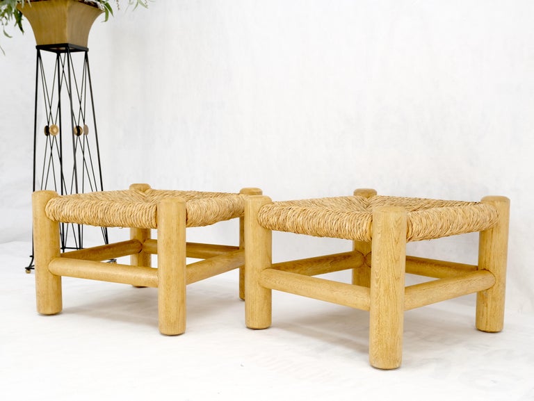 Pair of Heavy Thick Solid Chestnut Legs Rope Seats Benches Stools Mint ...